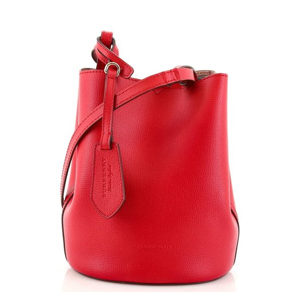 Burberry | Bags | Burberry Lorne Bucket Bag Leather Small Red | Poshmark